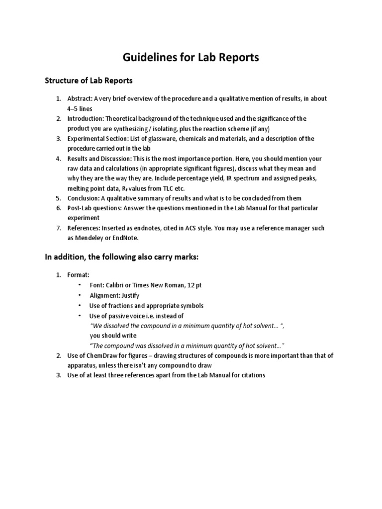 Guidelines For Lab Reports | PDF
