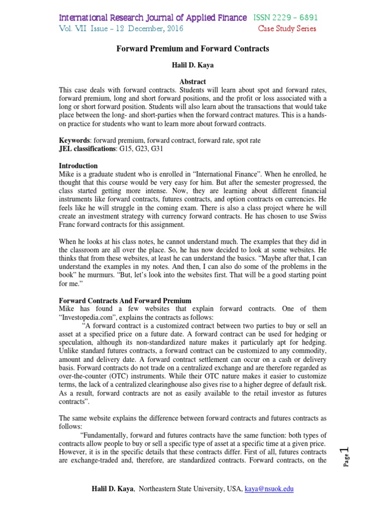 Vol. VII Issue - 12 December, 2016: Forward Premium and Forward ...