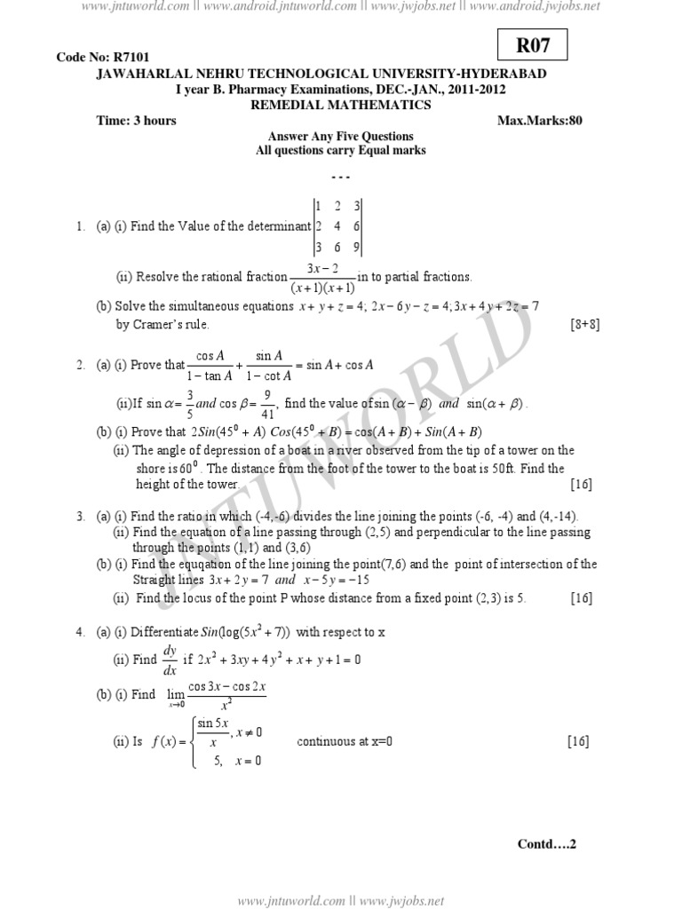 r07 Remedial Mathematics | PDF | Sine | Trigonometric Functions