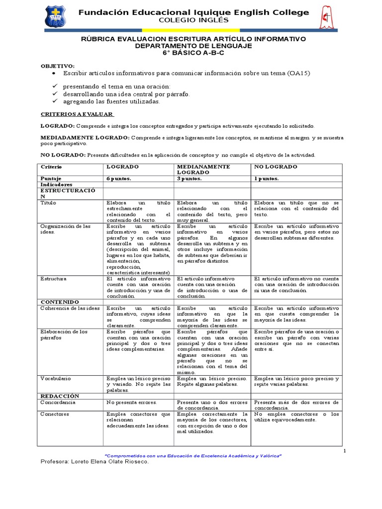 Rubrica Sexto Escritura | PDF | Ortografía | Lingüística