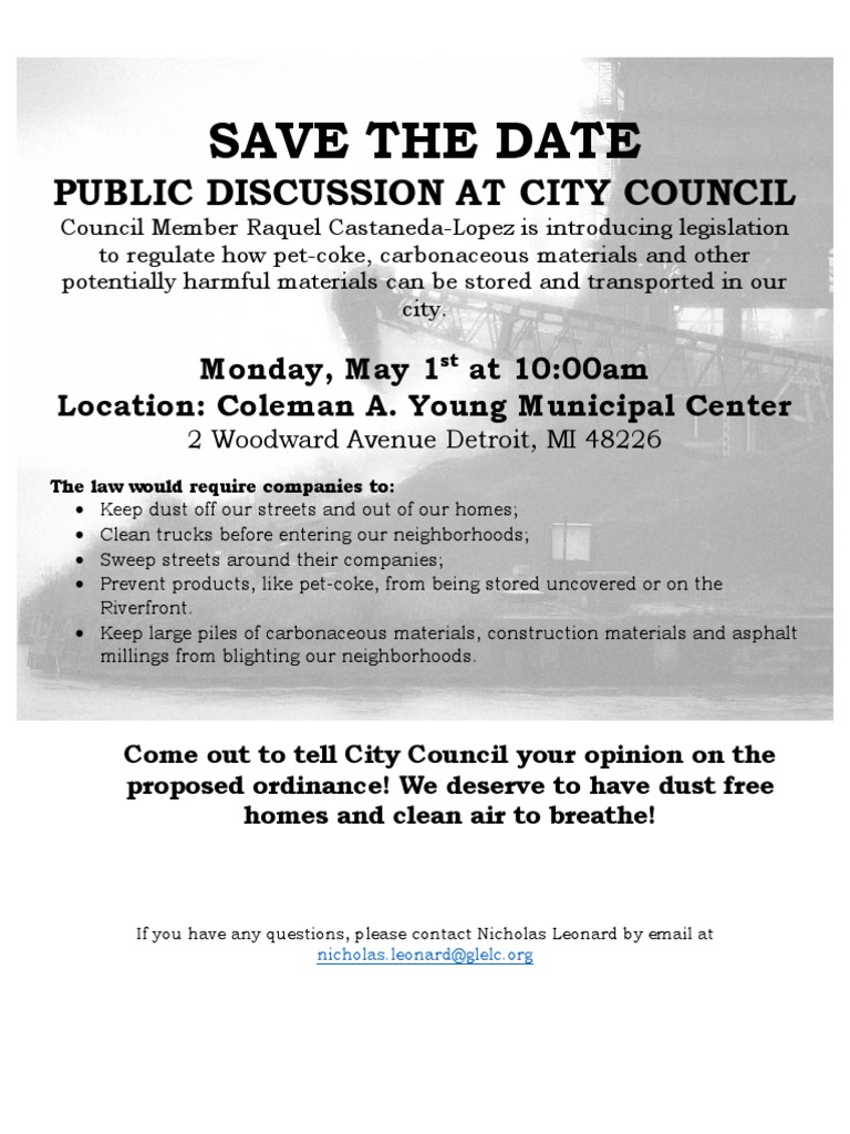 Public Health and Safety Committee Hearing Flyer | Particulates | Air ...