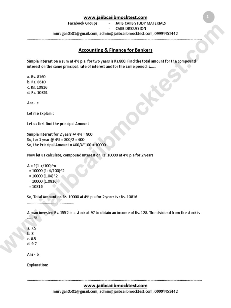JAIIB AFB Sample Questions by Murugan For May 2015 | PDF | Depreciation ...