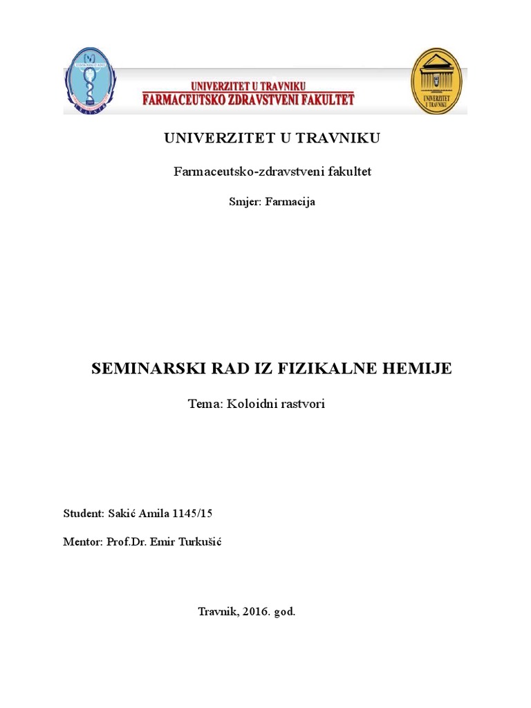 Koloidni Rastvori | PDF