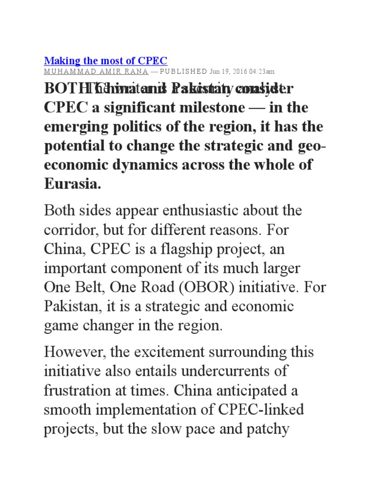 CPEC: Strategic Opportunities and Challenges | PDF | Pakistan | Loans