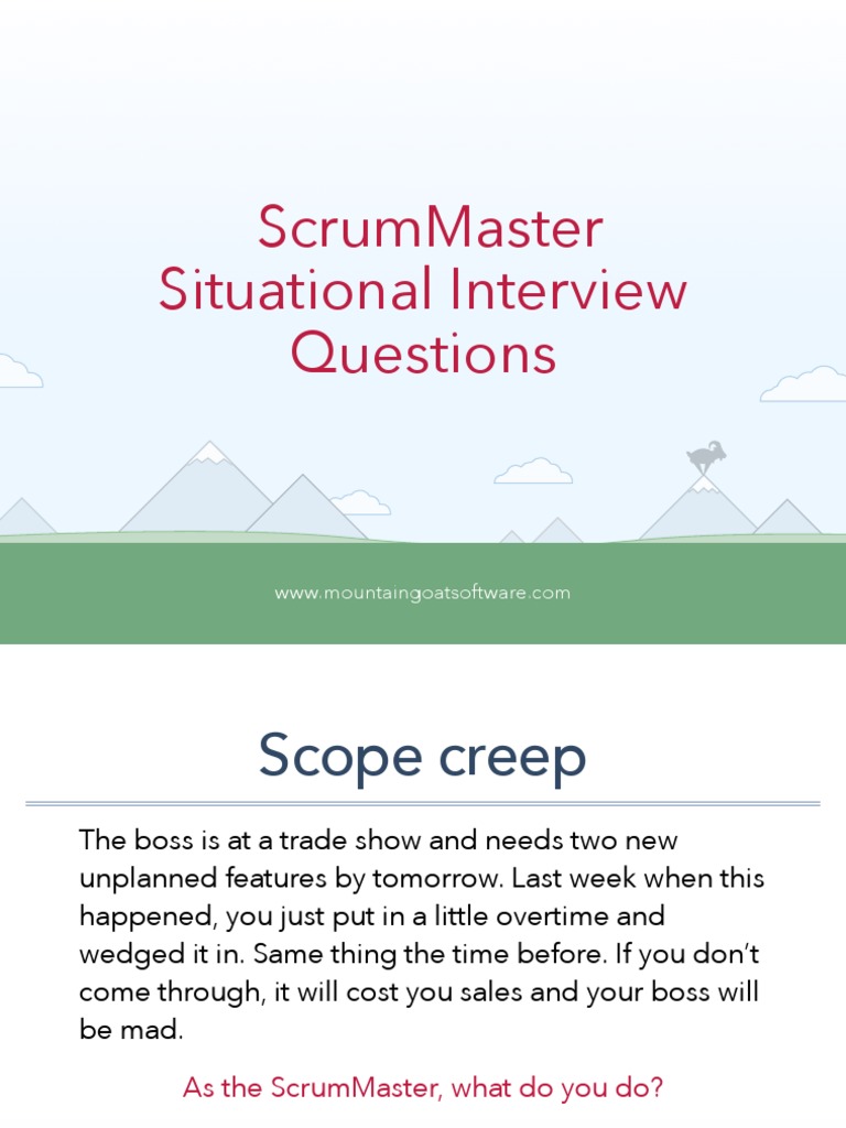 Scrum Master Situational Interview Guide | PDF | Scrum (Software ...