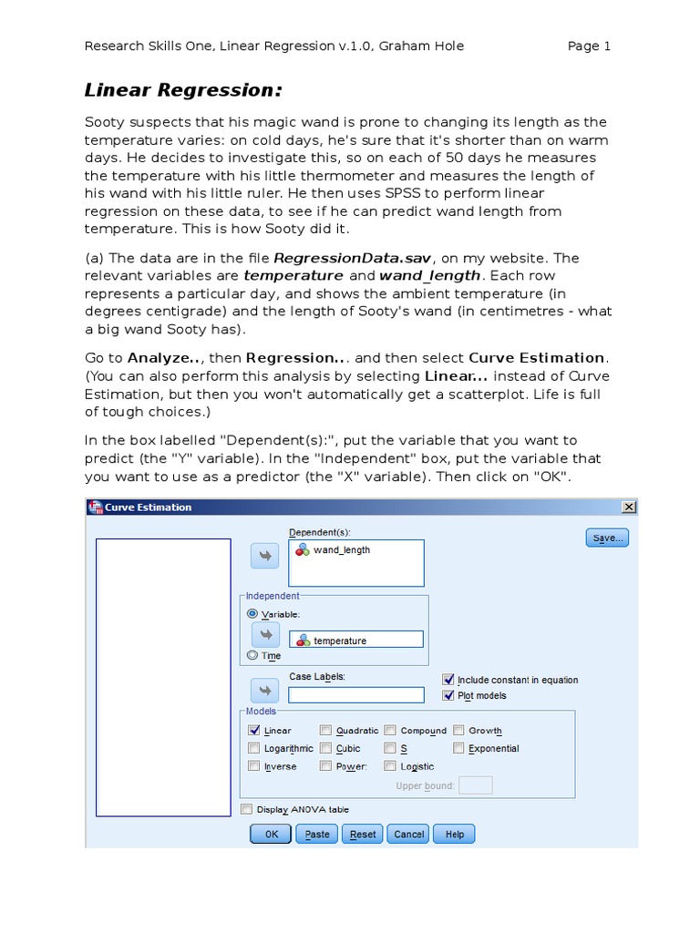 Linear RegressionHandout | PDF | Correlation And Dependence | Regression Analysis
