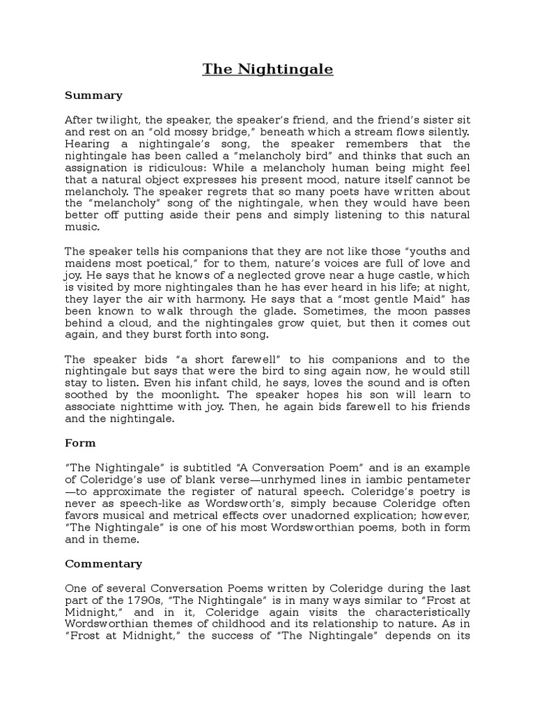 The Nightingale | PDF | Poetry