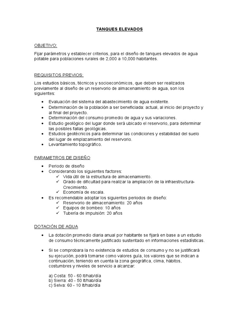 Tanques Elevados | PDF | Reservorio | Agua