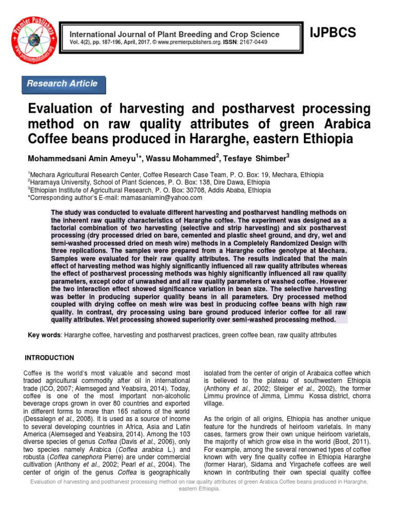 Ijpbcs: Research Article | PDF | Coffee | Analysis Of Variance