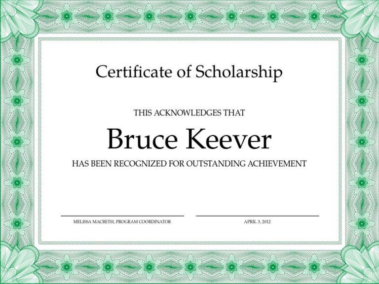 Bruce Keever: Certificate of Scholarship | PDF