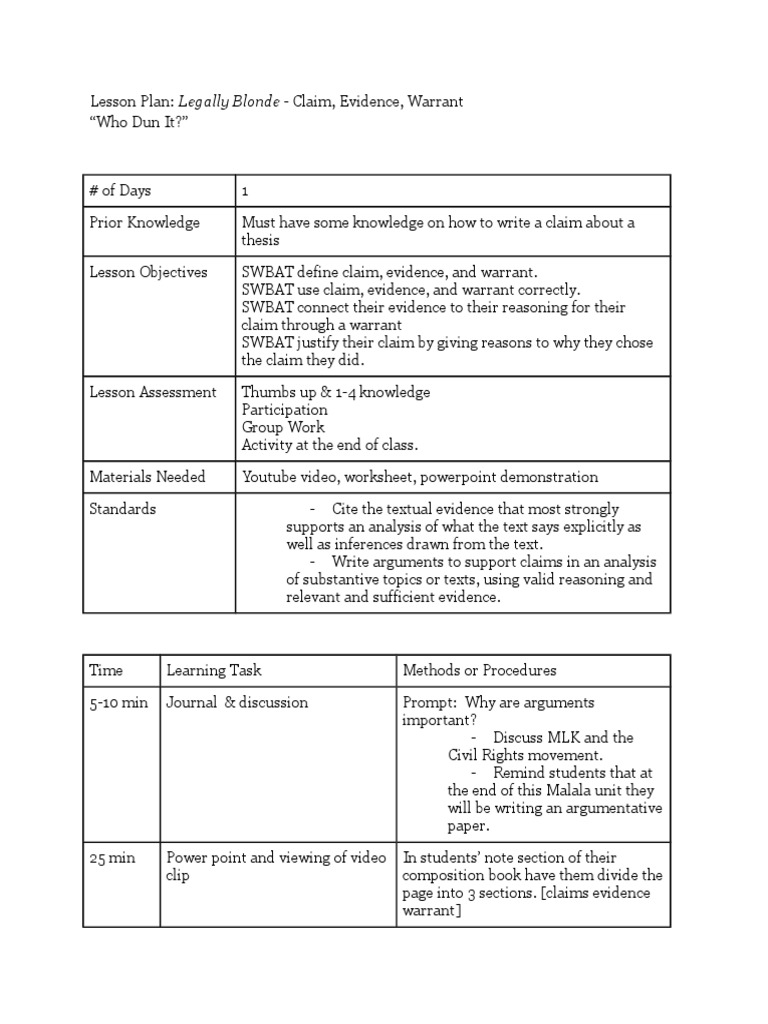 Claim, Evidence, and Warrants | PDF | Educational Assessment | Reason
