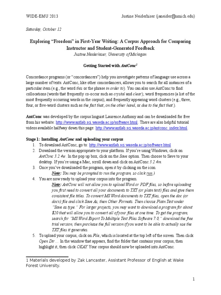 Getting Started With Antconc Wide Emu 2013 | PDF | Computer File ...