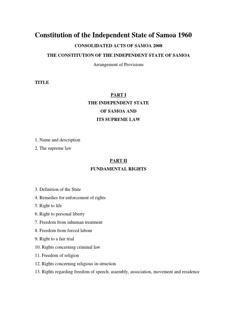 The Constitution of the Independent State of Samoa: A Document ...