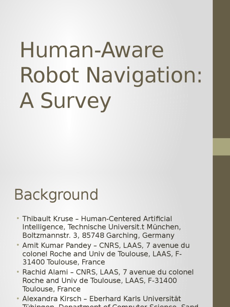Human-Aware Robot Navigation Survey | PDF | Simulation | Robot