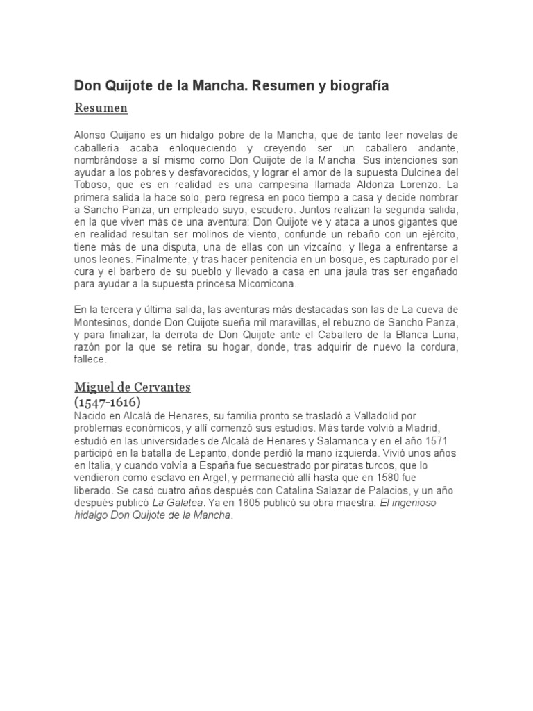 Don Quijote de La Mancha | PDF | Don Quijote | Miguel De Cervantes