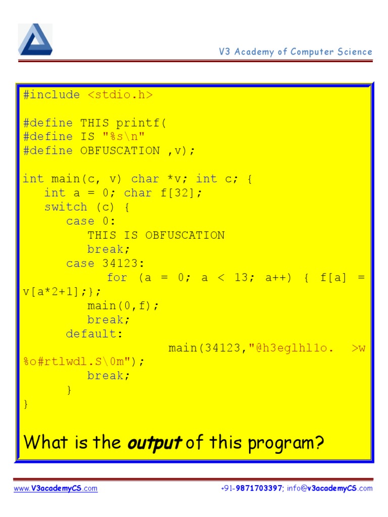 Obfuscated C Code | PDF