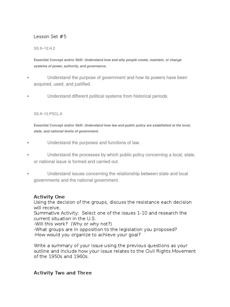 Lesson Set | PDF | African American Civil Rights Movement (1954–1968 ...