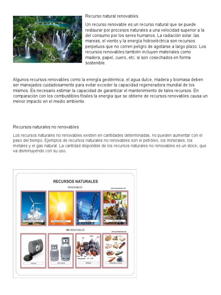 Recursos Renovables y No Renov | PDF | Recursos renovables | Energía renovable
