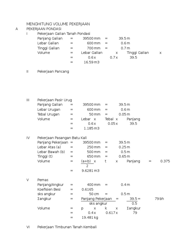 Menghitung Volume Pekerjaan | PDF | Teaching Methods & Materials