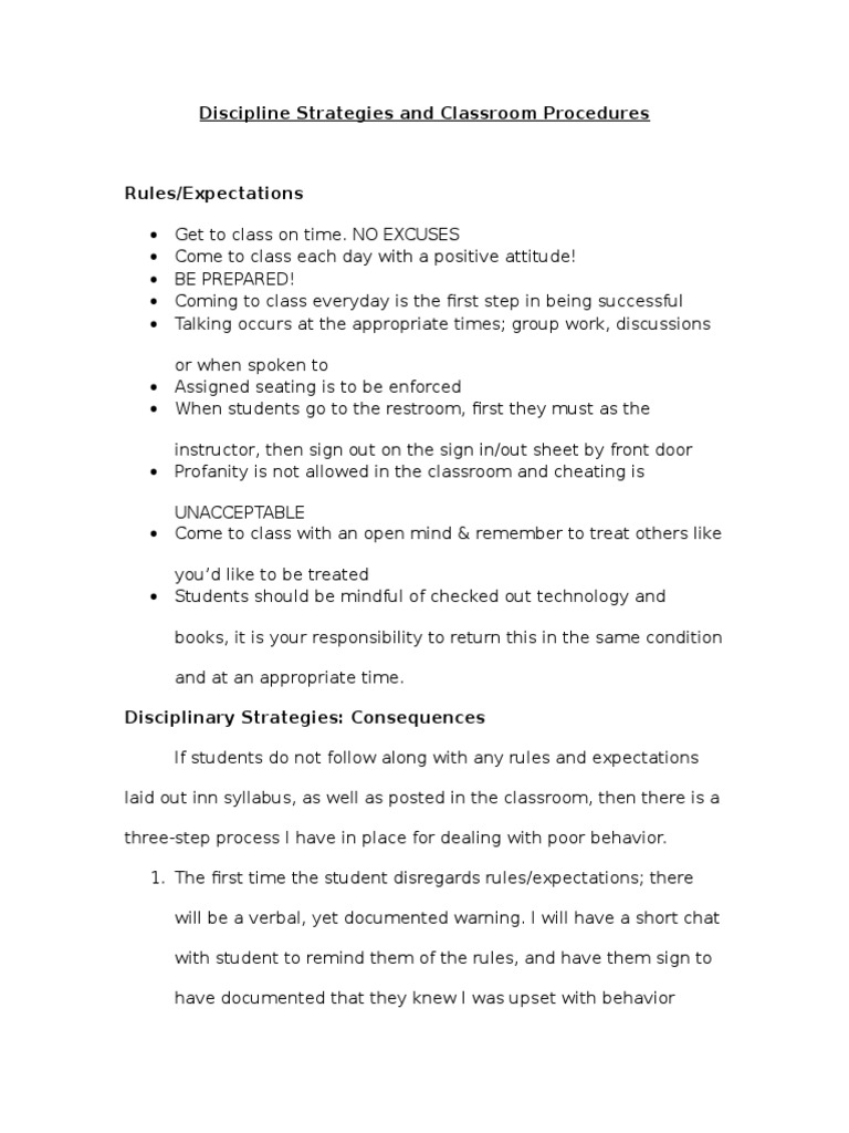 Discipline and Classroom Procedures | PDF | Cognitive Science | Cognition