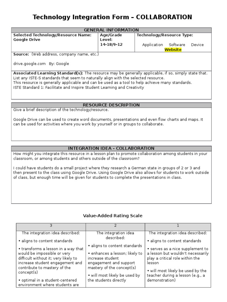 Technology Integration Template-Collaboration | PDF | Computing | Learning