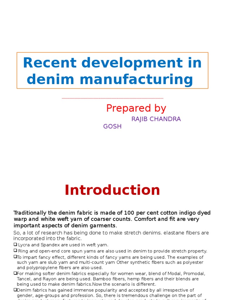 Recent Development in Denim Manufacturing | PDF | Weaving | Loom