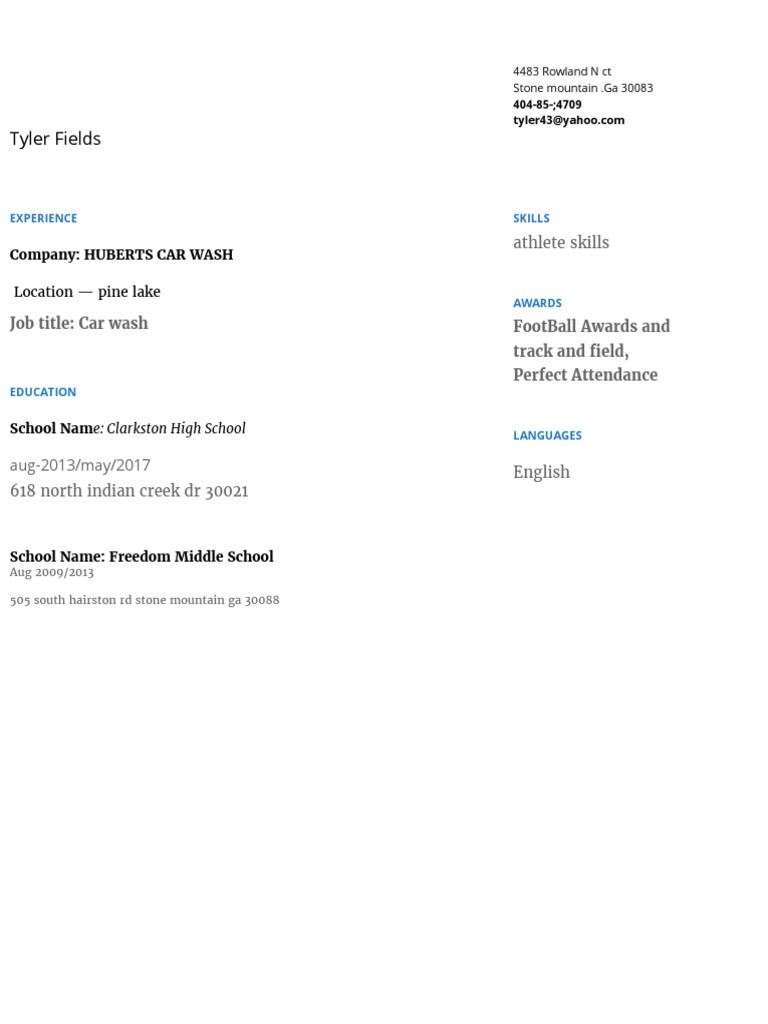 Tyler Fields: Athlete Skills | PDF