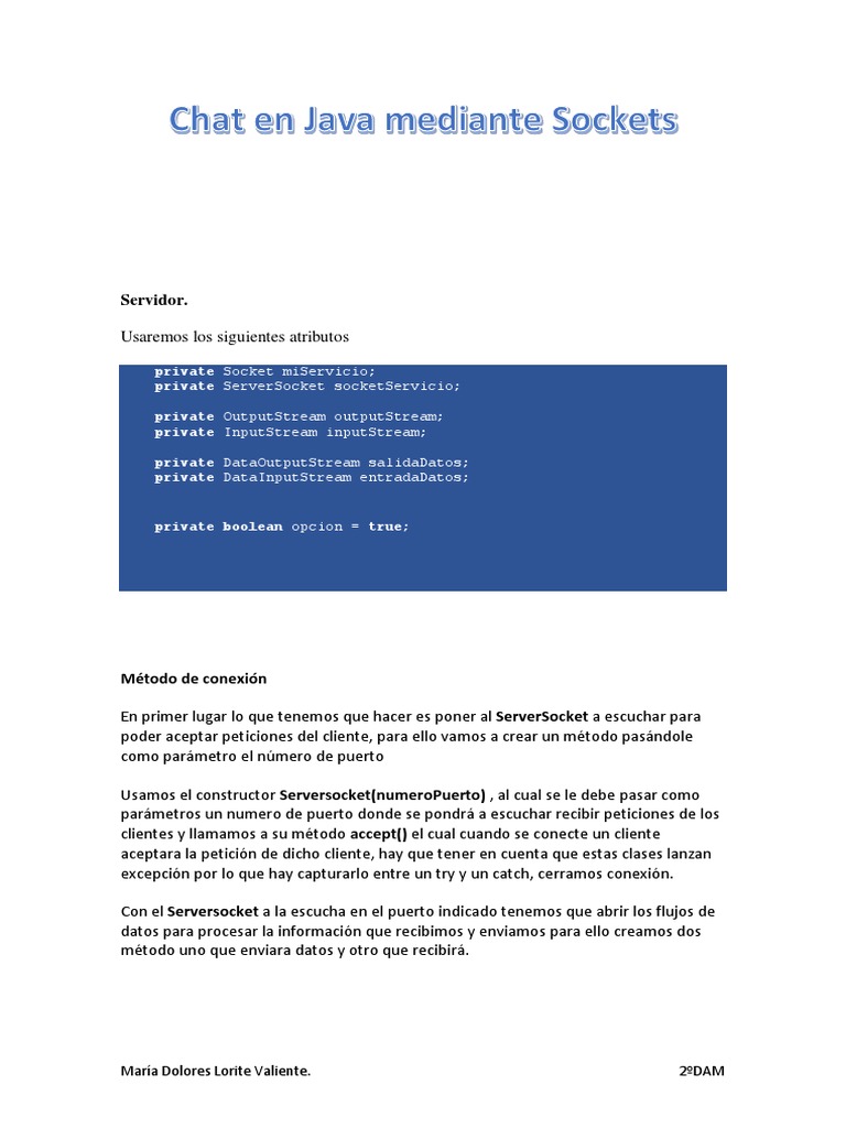 Chat en Java Mediante Sockets | PDF | Zócalo de red | Java (lenguaje de ...