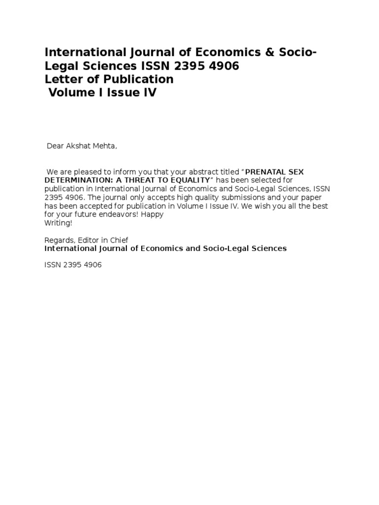 Selection Letter | PDF
