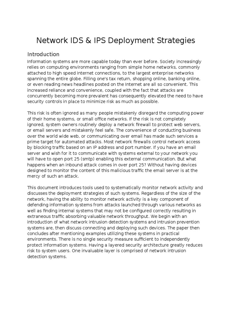 Network IDS IPS Deployment Strategies | PDF | Port (Computer Networking ...