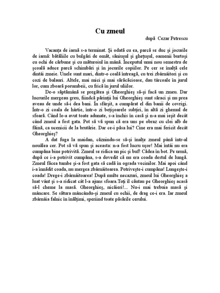 5 Cu Zmeul Dupa Cezar Petrescu | PDF
