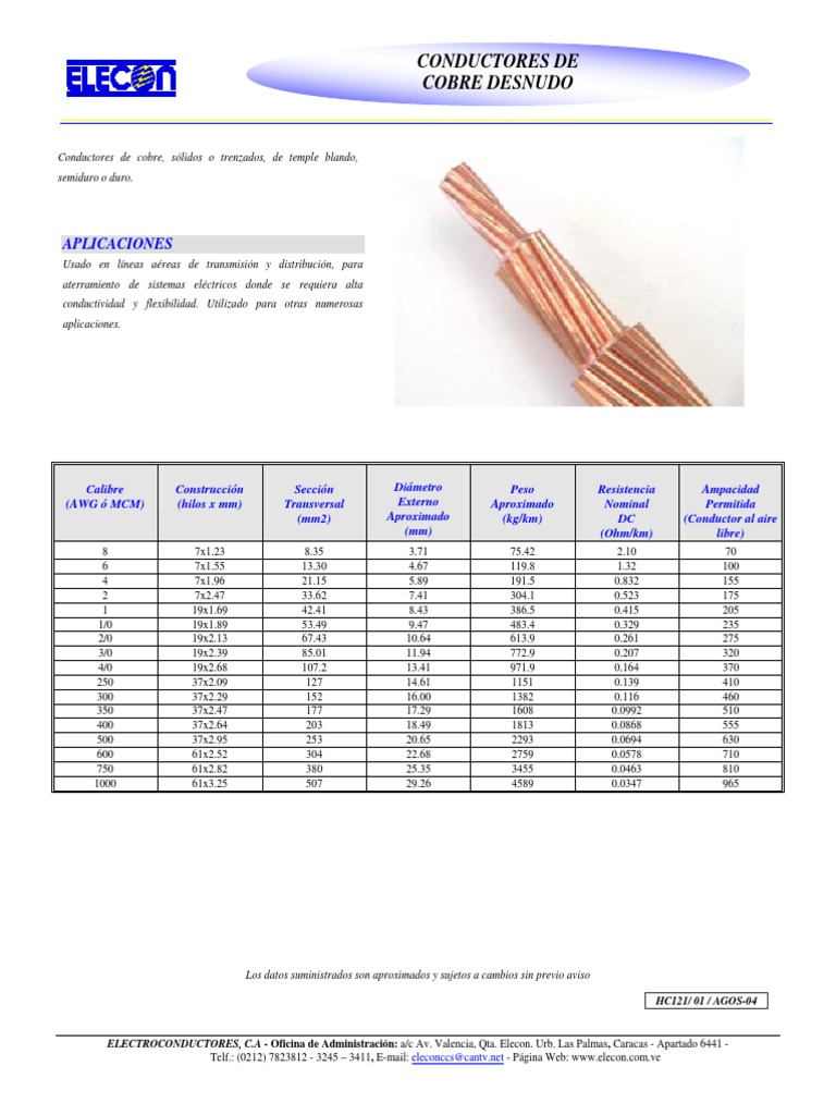 Tabla De Pesos De Cables Tranzados Desnudos Pdf Pdf