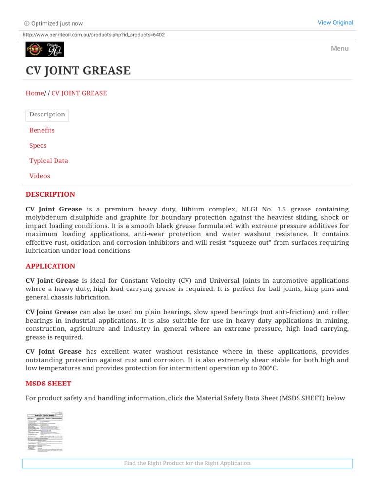 CV Joint Grease | PDF | Motor Oil | Vehicle Technology