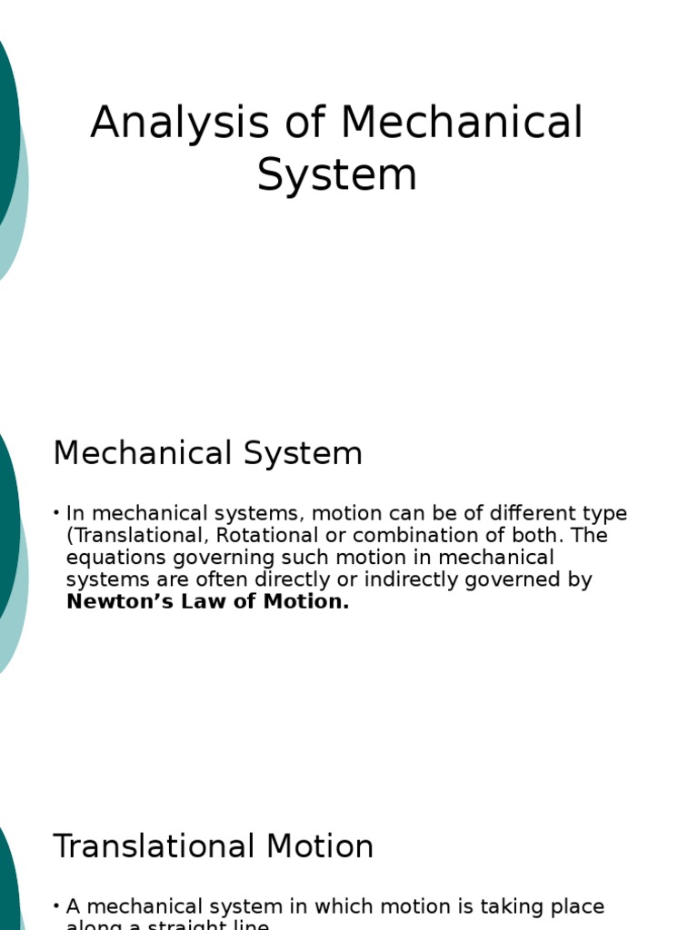 Mechanical Systems Analysis Overview | PDF | Acceleration | Force