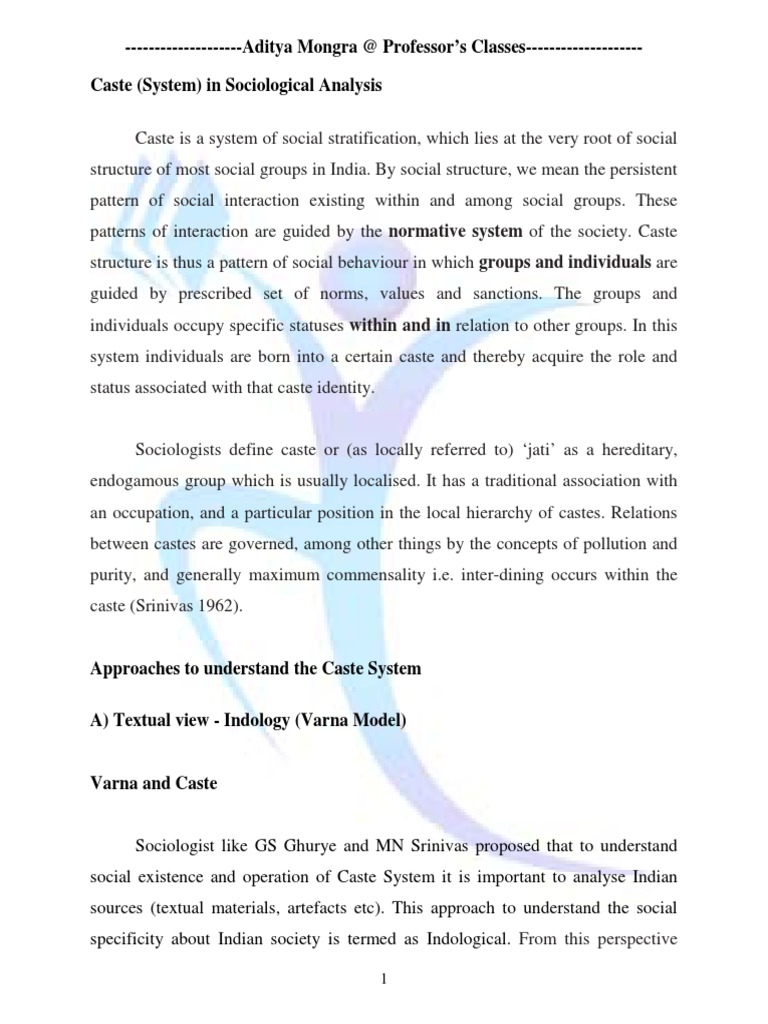 Caste System | PDF | Sociology | Religion And Belief