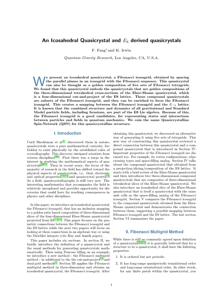 Fibonacci Icosahedral Quasicrystal Study | PDF | Tetrahedron ...
