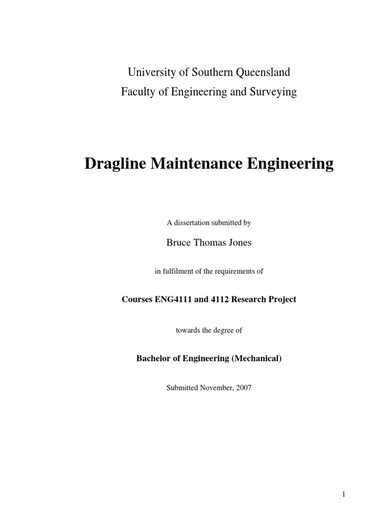 Dragline Maintenance Plan | PDF | Engineering | Strategic Management