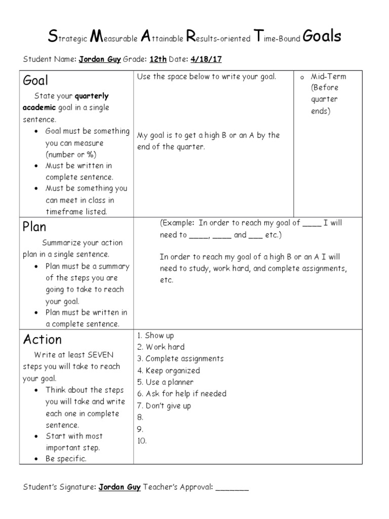SMART Academic Goal Setting Guide | PDF