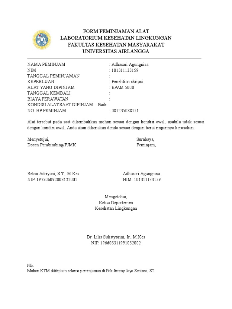 Form Pinjam Alat Epam | PDF