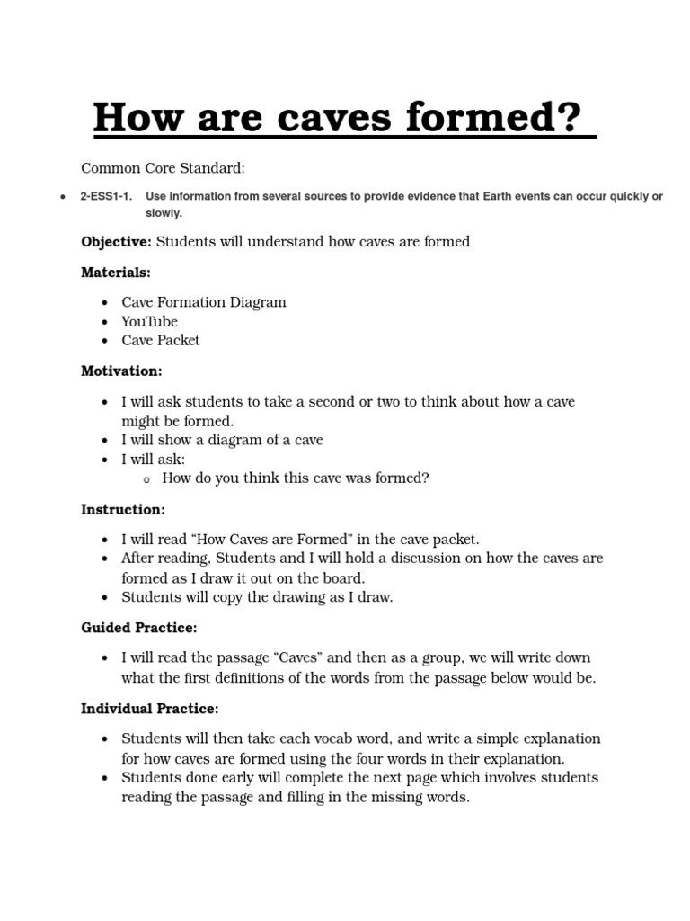 How Are Caves Formed | PDF | Language Arts & Discipline