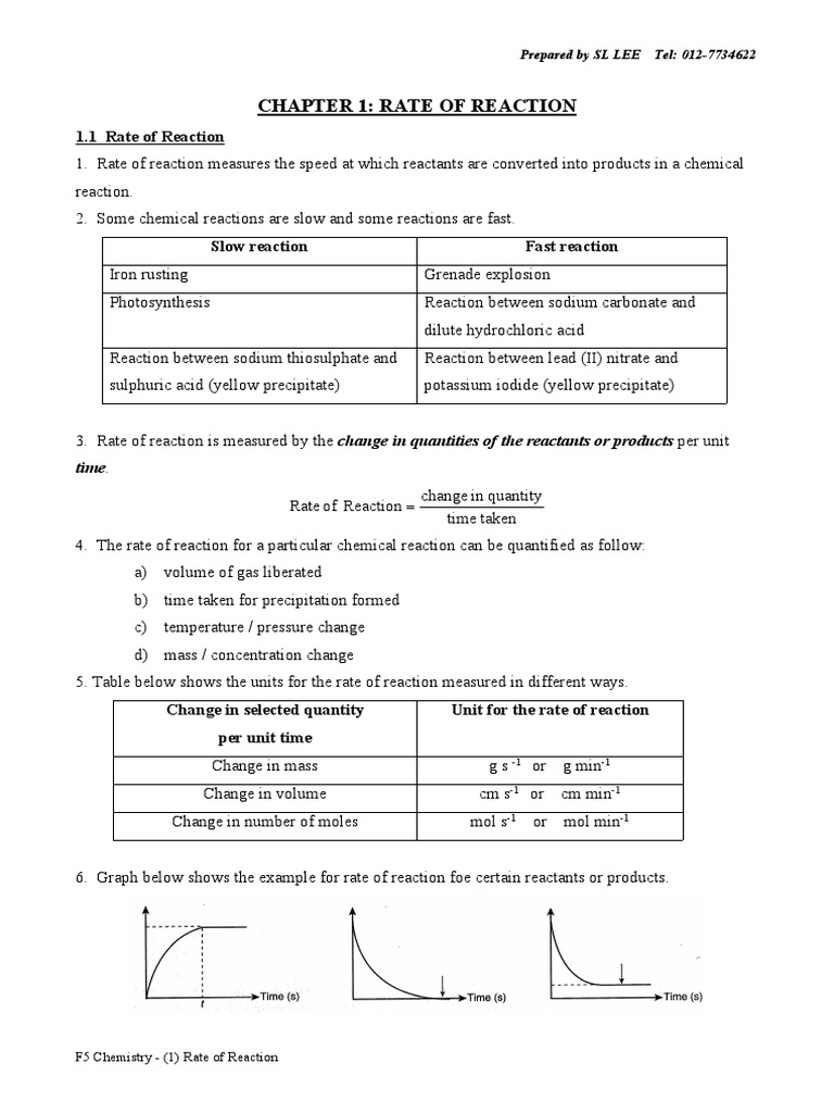 Chapter 1 Rate of Reaction (Form 4 Chameistry) | PDF | Reaction Rate ...