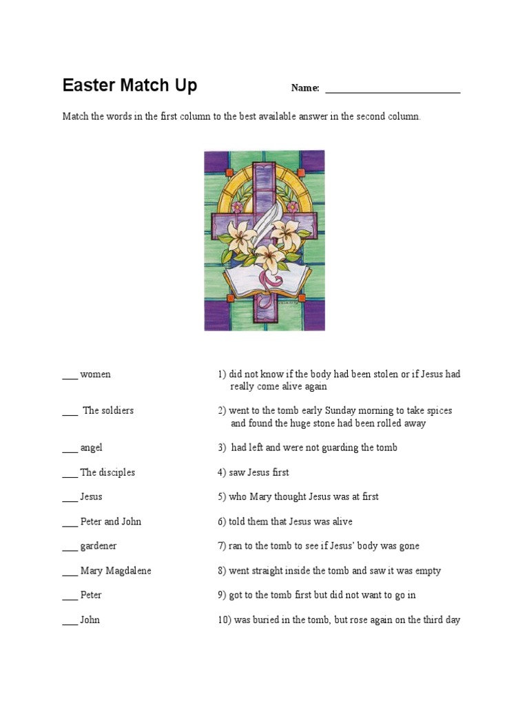 Easter Match Up | PDF