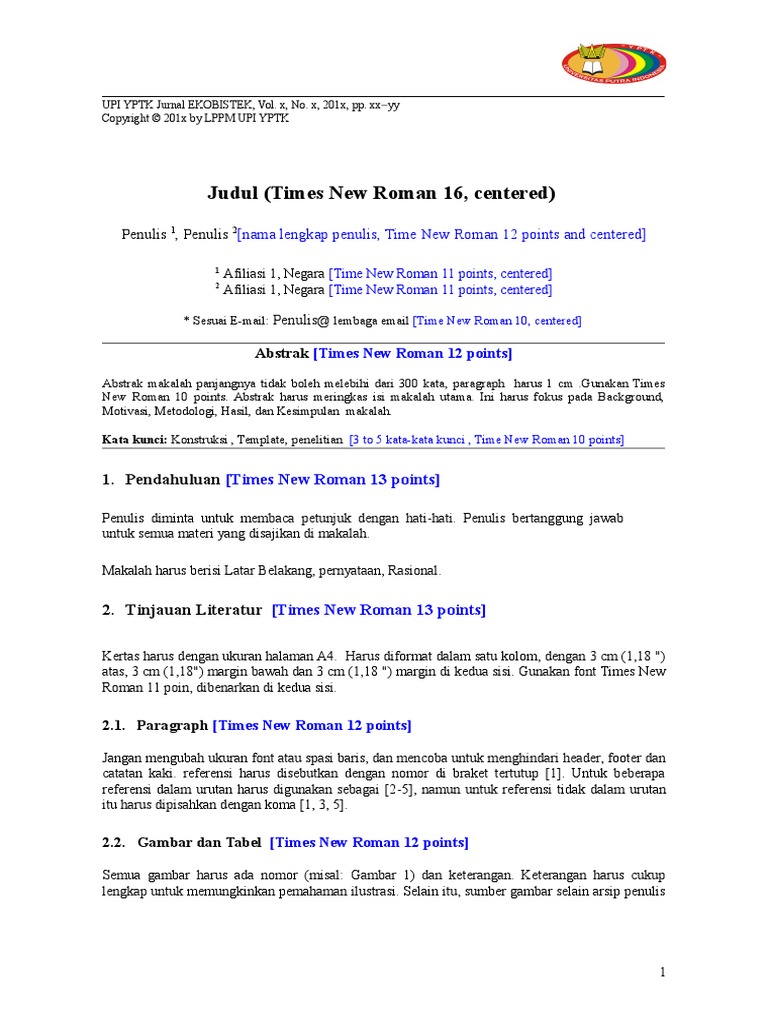 Templet Jurnal UPI-YPTK | PDF