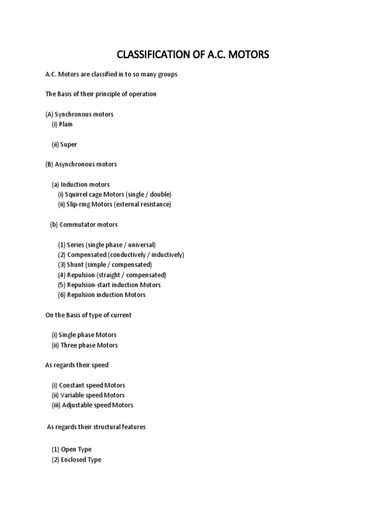 Classification of AC Motors | PDF | Electromagnetic Induction ...