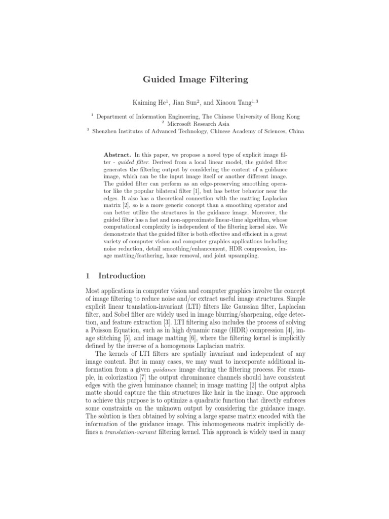 Guided Filter | PDF | Data Compression | Matrix (Mathematics)