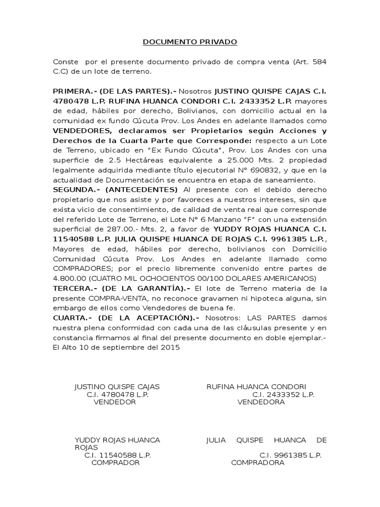 Modelo Documento Privado | PDF