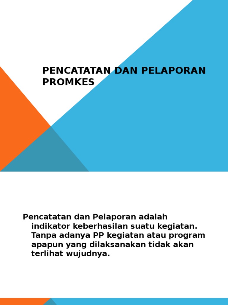 Pencatatan Dan Pelaporan Promkes | PDF