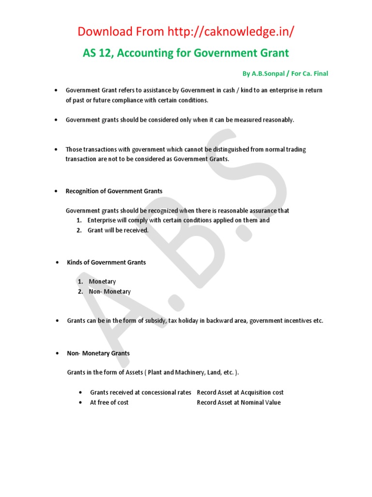 As 12 - Full Notes For Accounting For Government Grant | PDF ...