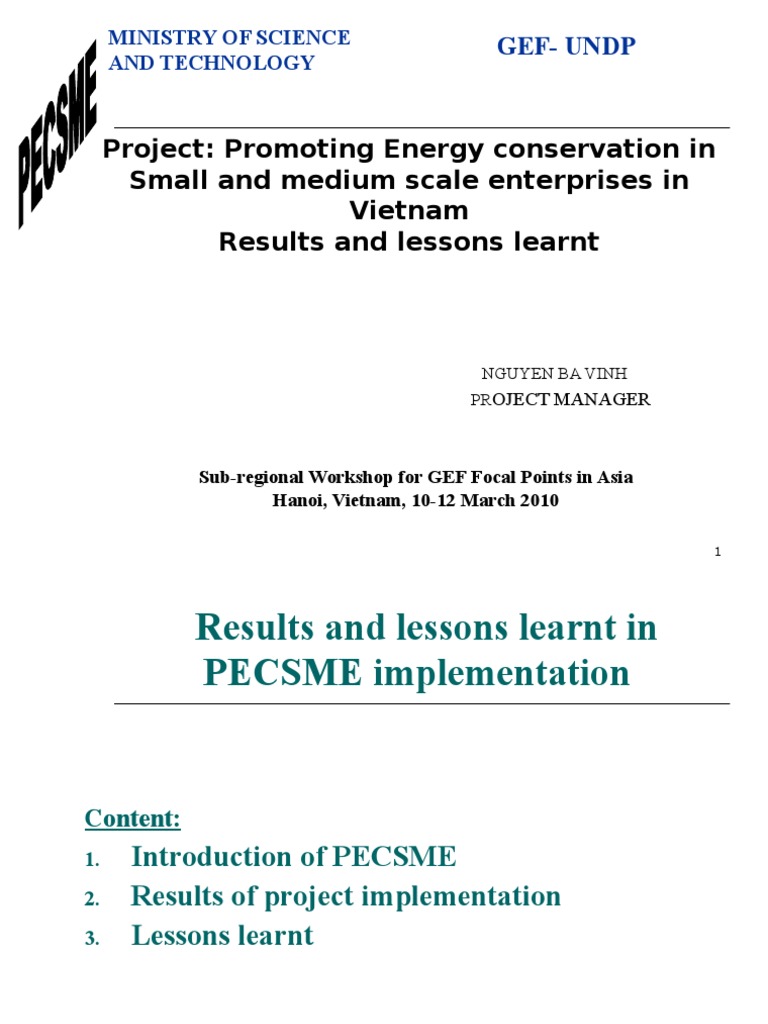 Project: Promoting Energy Conservation in Small and Medium Scale ...