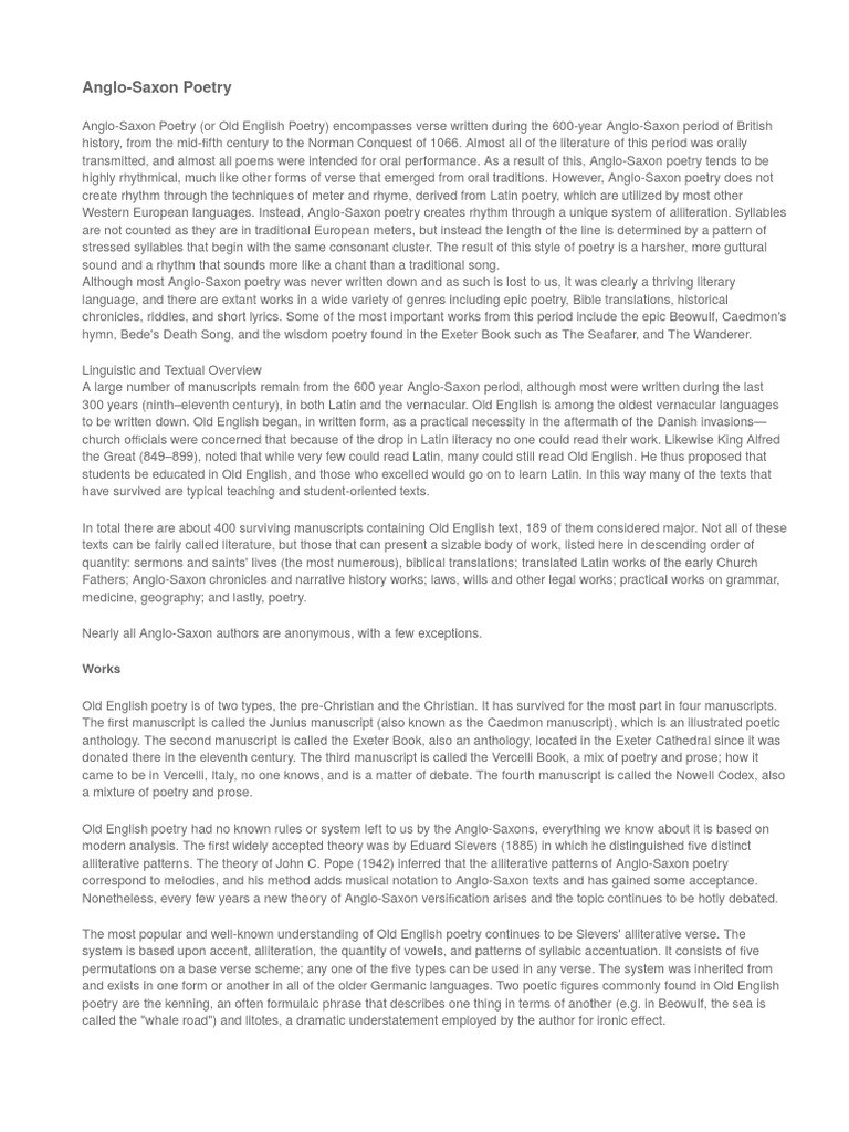 Anglo Saxon Poetry | PDF | Anglo Saxons | Poetry